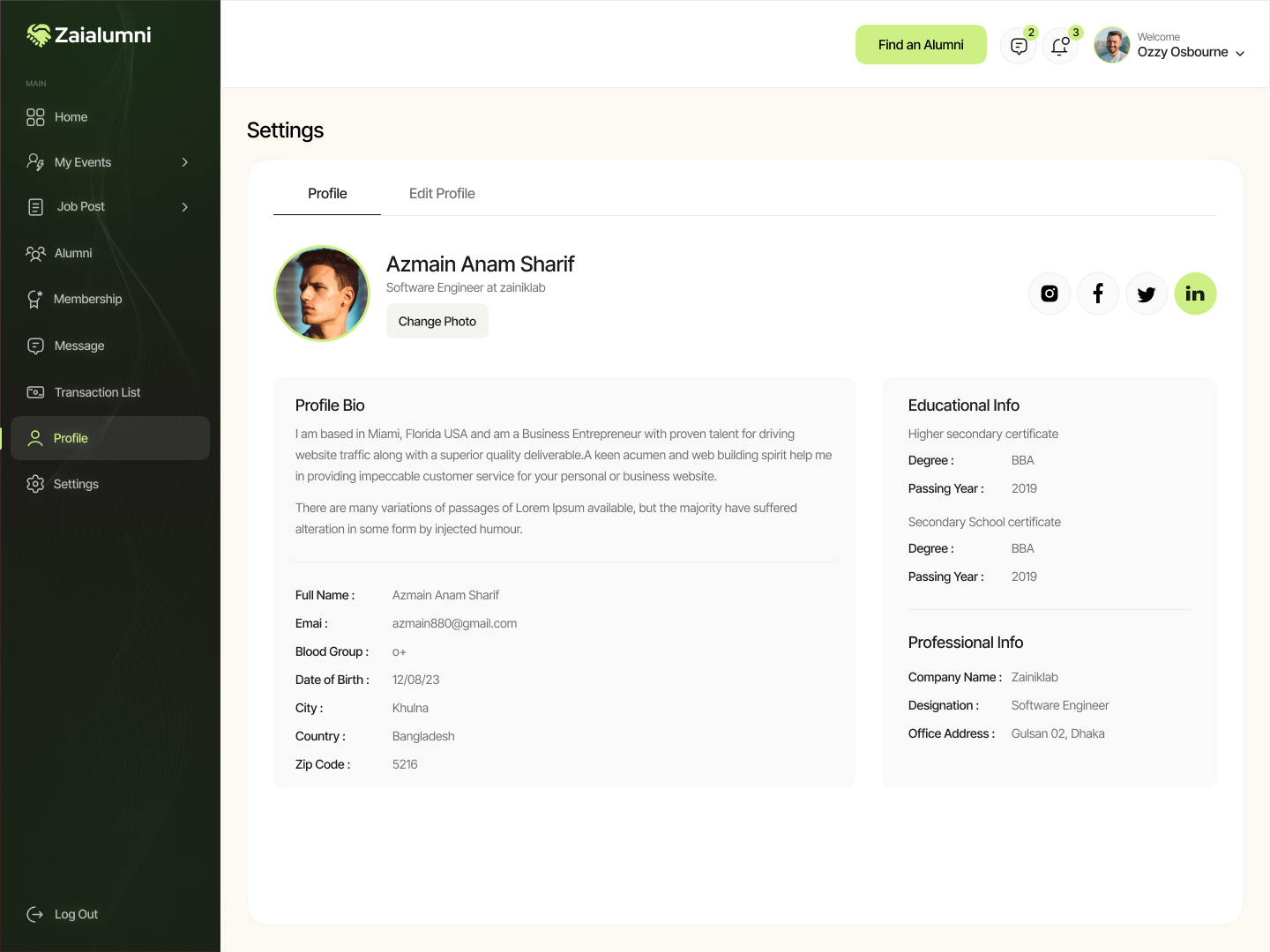 Zaialumni - Alumni Association Laravel Script / Alumni Management Software. by zainiktheme